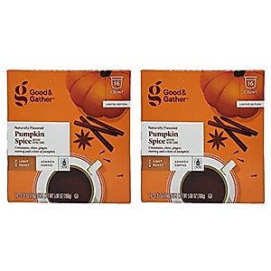Good & Gather Pumpkin Spice Coffee Pods - Pack of 2 Boxes 16 Per Box 32 Total 100% Arabica Limited Edition Naturally Flavored, 8 Count (Pack 2)