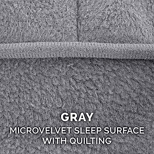 Furhaven Orthopedic Dog Bed for Large/Medium Dogs w/ Removable Washable Cover, For Dogs Up to 38 lbs - Microvelvet Luxe Lounger Contour Mattress - Gray, Large