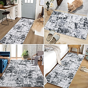 JOLENE.K Washable Runner Rug 2x10 Modern Abatract Rug Runner Hallway Runner Rug Non Slip Ktichen Runner Rug 2x6 Washable Runner Rug for Bathroom Bedroom Boho Runner Rug,2x10 Grey