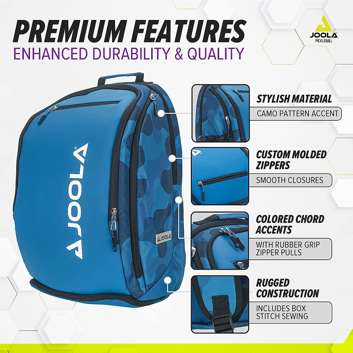 JOOLA Pickleball Bag - Vision II Deluxe Pickleball Backpack - Large Paddle Bag Fits 4 Pickle Ball Paddles & Gear - Includes Fence Hook, Extra Pockets, Ventilated Shoe Storage