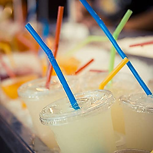 Suwimut 600 Pack Flexible Plastic Drinking Straws, 10.2 Inch Extra Long Colorful Disposable Bendy Straws, Assorted Colors Bendable Plastic Straws for Tumblers, Mason Jars, Milshakes, Smoothies