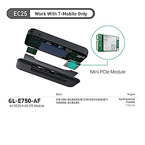 GL.iNet GL-E750 (MUDI) 4G LTE OpenWrt VPN Router, T-Mobile ONLY, 128GB Max MicroSD, 7000mAh Battery, OpenVPN, WireGuard, Tor, Router That You can Program (EC25-AF Module), North America only