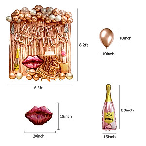 Rose Gold birthday decorations for women ，happy birthday party decorations for girls，Rose Gold Fringe Curtain，happy birthday banner，happy birthday balloon，happy birthday balloon letters