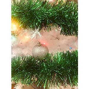 Tinsel Garland 25 ft, Perfect for Memorial Day, 4th of July, Christmas, New Year's Eve Celebration, Wedding, Birthdays, Festivities, Special Events, Decorative Accents-1 Green, 25ft Long