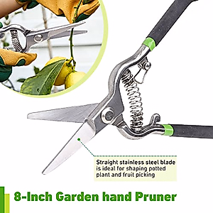 TOPLINE 3-PC Garden Shears Set, Included 8", 5.5" Bypass Pruning Shears, 8" Hand Bypass Pruner , Garden Clippers for Tree Trimmers,Gardening