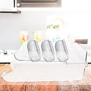 UPKOCH Stackable Refrigerator Organizer Bins Soda Can Dispenser Beverage Drink Holder Clear Plastic Canned Food Pantry Storage Rack for Fridge Freezer Kitchen Countertop Cabinet