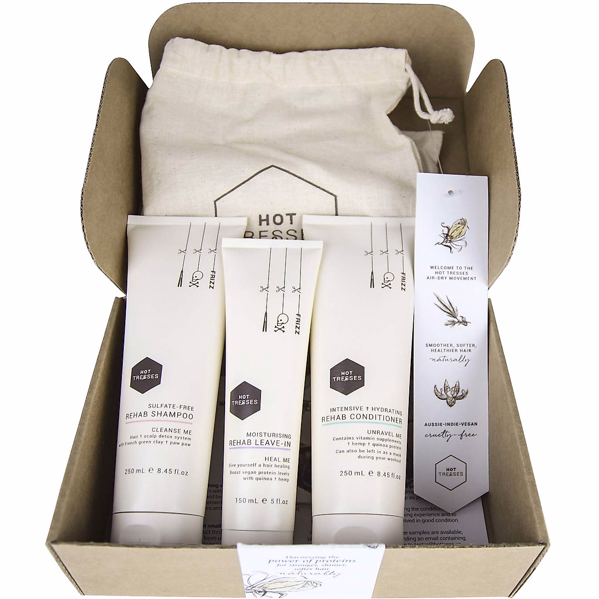 Natural Shampoo & Conditioner & Leave-In Set - Certified Vegan and Cruelty Free | 3 Pce Gift Box | SLS Sulfate Free & Paraben Free with Hemp & Coconut Oil | best for damaged, dry, frizzy & curly hair