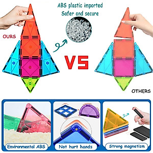 NVHH 100PCS Magnetic Tiles Blocks for Kids Ages 3-5 4-8,STEM Learning Educational Preschool Magnet Building Toys for Toddlers,Christmas Birthday Gifts Toys for 3 4 5 6 7 8+ Year Old Boys Girls