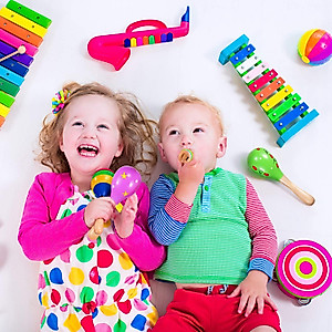 Sansheng 12 PCS Mini Fiesta Wooden Maracas Toys, Wooden Maracas Festival Painting, Wooden Carnival Maracas (Random Colors)