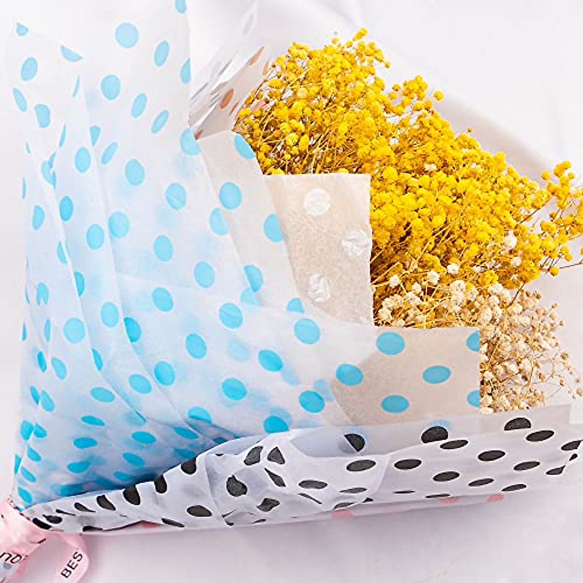 MR FIVE Blue Polka Dot Baby Shower Tissue Paper Bulk,20" x 28",Blue Gift Wrapping Tissue Paper for Gift Bags,Baby Shower Tissue Paper for Boy,30 Sheets