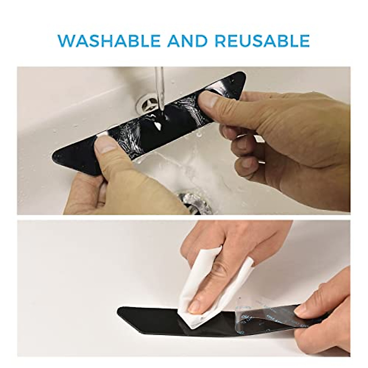 AOKLANT 8 Piece Adhesive Grippers for Rugs, Non-Slip Rug Tape for Hardwood Floors and Tiles, Reusable Washable Carpet Tape, Double Sided Anti Curl Corner Side Gripper