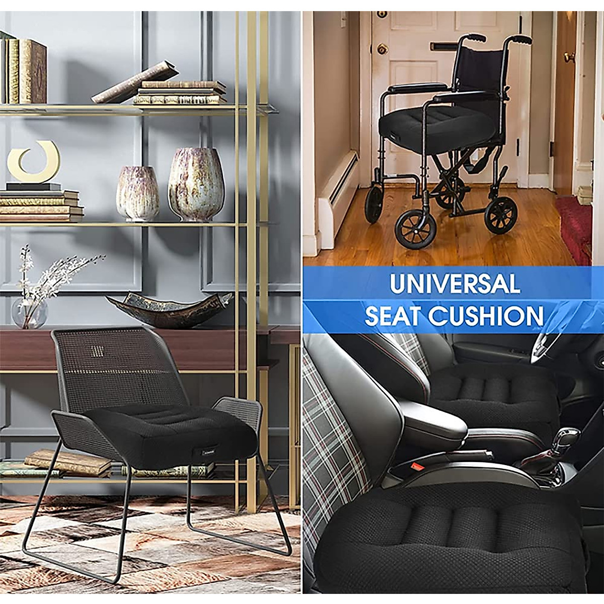 Adult Booster Seat for Car, Portable Booster Seat for Driver, Passenger , 3D Breathable Mesh Non-Slip Seat Cushions with Practical Handle for The Car, Office, Wheelchair (Extra Large) (Black)