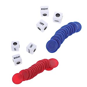 Kisangel 2 Sets Left Right Dice Game with Chip Dice Board Game Toy for Backyard Party Game