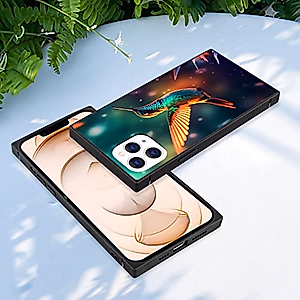 KOLHUBI Case Compatible with iPhone 13 Pro Max Designer Hummingbird Art-067 Metal-Plated Protective Cover Unique Design Suitable for Wireless Charging iPhone 13 Pro Max Fashion Pattern