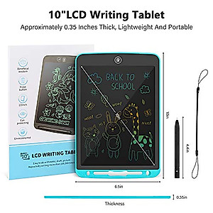 LCD Writing Tablet 10 Inch Colorful Toddler Doodle Board, Erasable Reusable Electronic Drawing Tablet Sketch Pads, Educational Learning Kids Toy Gift for 3 4 5 6 7 8 Year Old Boys Girls(Sky Blue)