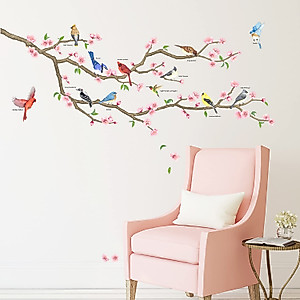 DECOWALL DAT-2004 Garden Birds on Tree Branch Kids Wall Stickers Wall Decals Peel and Stick Removable Wall Stickers for Kids Nursery Bedroom Living Room d?cor