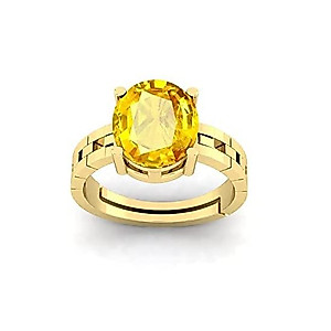 SirDaksh 3.25 Carat Original Yellow Sapphire Oval Cut Statement Gold Ring