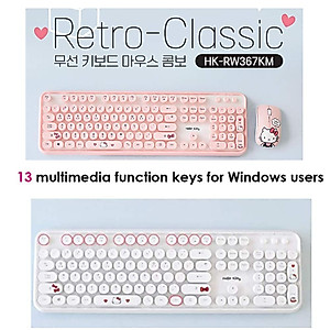 Digital Ventus Hello Kitty Retro Keyboard + Mouse Set, Keyboard Korean/English (Pink)