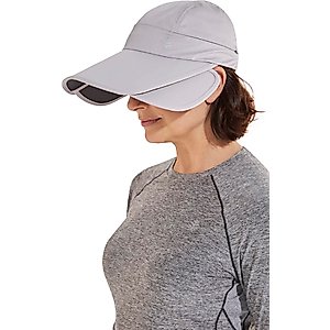 Coolibar UPF 50+ Women's Olivia Convertible Sun Visor - Sun Protective (Small/Medium- Cloud Grey)