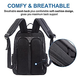 Edraco Heavy Duty Mesh Backpack, Mesh Backpack for School, Sport, Travel, Beach, Semi-transparent Mesh Bag with Padded Straps