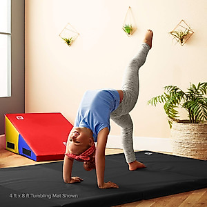 We Sell Mats 4 ft x 8 ft x 2 in Gymnastics Mat, Folding Tumbling Mat, Portable with Hook & Loop Fasteners, Black