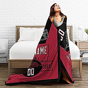 SEAGGS Custom Football Blanket for Men Personalized Fans Gifts Add Name and Number, 40" x 50", 50" x 60", 80" x 60"