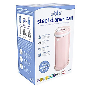 Ubbi Steel Odor Locking, No Special Bag Required, Money Saving, Modern Design, Registry Must-Have Diaper Pail, Blush Pink