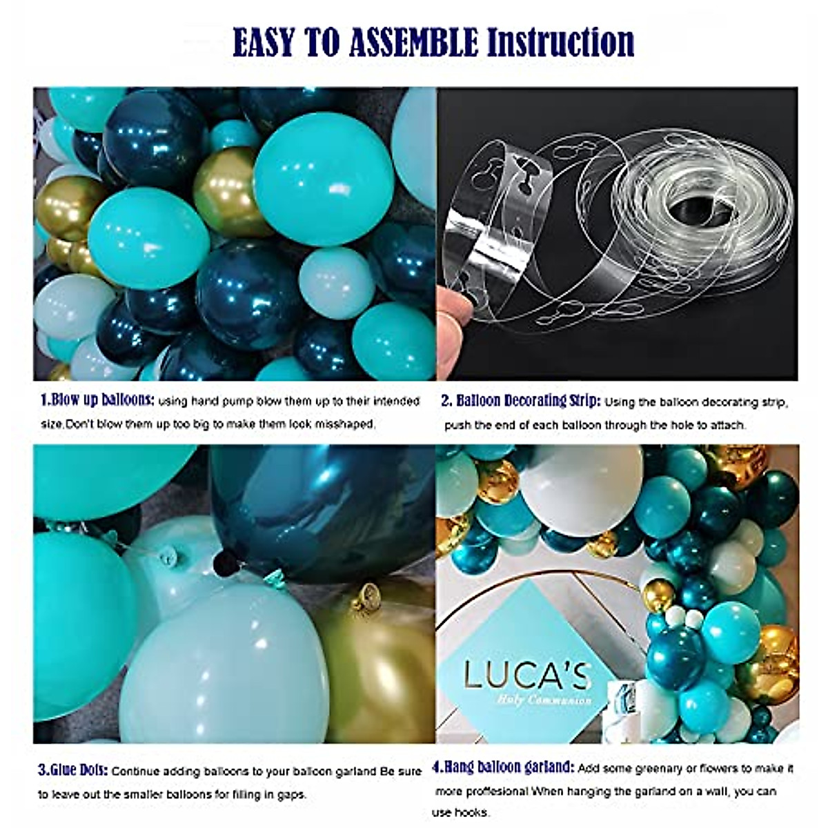 Beaumode DIY Dark Teal and Tiffany Balloon Garland for Birthday Communion Baby Shower Bridal Shower Balloon Arch Graduation Party Backdrop Decoration (Tiffany and Teal)