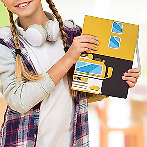 TODIYADDU Cool Robot Book Sleeve Protector with Ribbon for Children Positioning Pages Save Time Paperback Jacket Stretchable Book Covers Practical Gifts (Yellow)