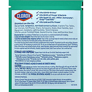 Clorox Disinfecting Wipes to Go, Bleach Free Cleaning Wipes in Bulk, Wipes with Fresh Scent, Kills Bacteria, Individually Wrapped, 1 Count Each, (Pack of 100)
