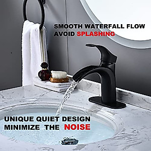 Matte Black Bathroom Sink Faucet Waterfall Single Handle One Hole by Beati Faucet