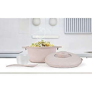 Handy Gourmet Eco Friendly Microwave Pressure Cooker - Easy Microwave Cooking - Easy & Fast Microwave Cookware for Rice, Chicken, Pasta, and More - Non-Toxic & Bio-degradable Material (Beige)