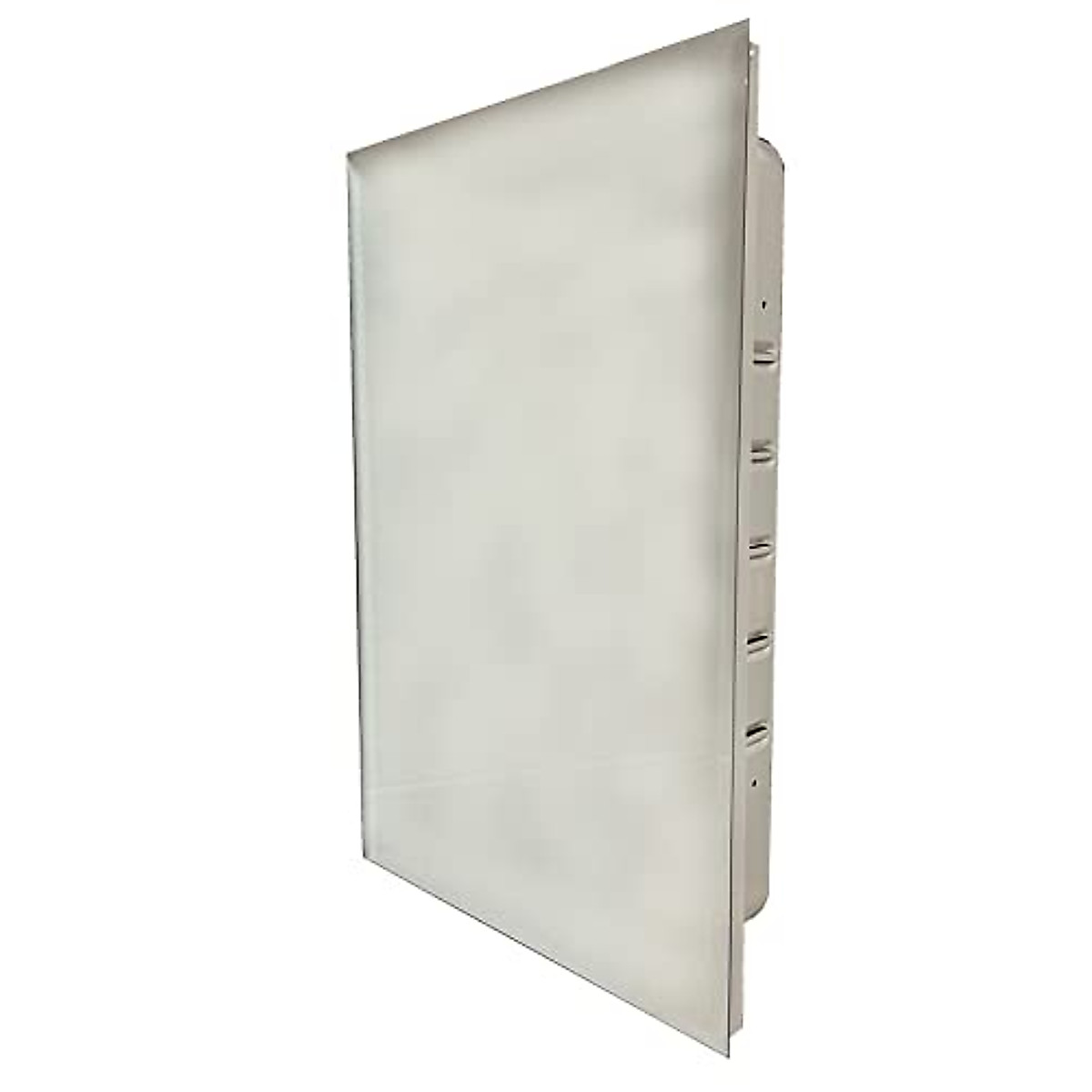 Jensen Medicine Cabinets Jensen 1459G Horizon Recessed Frameless Beveled Edge Mirror and Glass Shelves, Mirrored/White, 16 x 26