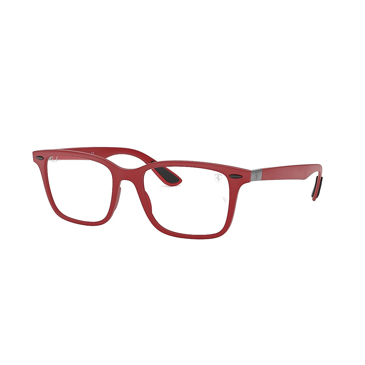 Ray-Ban RX7144M Scuderia Ferrari Collection Square Prescription Eyeglass Frames, Matte Red/Demo Lens, 53 mm