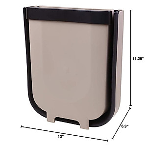 Hanging Folding Trash Can Bin for Kitchen Cabinet Door, Collapsible Trash Bin Wastebasket Garbage Can Attached to Cabinet Door Kitchen Drawer Bedroom Dorm Room Car Waste Bin - 8L (Coffee)
