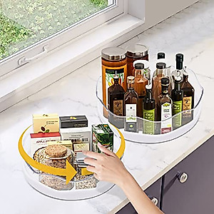 2Pack Lazy Organizer(9In+11In), Lazy Rotating Makeup Organizer, Cosmetic Display Cases, Perfume Organizer, Lazy Turntable for Cabinet, Spice Rack, Bathroom Organizer, Desk Organizers-Milky White