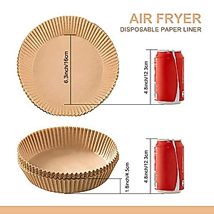 ORIGLE Air Fryer Liners 100Pcs Air Fryer Disposable Paper Liner, 6.3Inch Non-stick Parchment Paper, Oil Resistant, Waterproof, Food Grade Oven Liner for 2-5 QT Air Fryer, Steamer, Microwave oven