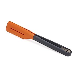 Joseph Joseph Turner Tongs, Ergonomic Silicone Tongs, Locks for compact storage, Dishwasher safe - Grey/Orange