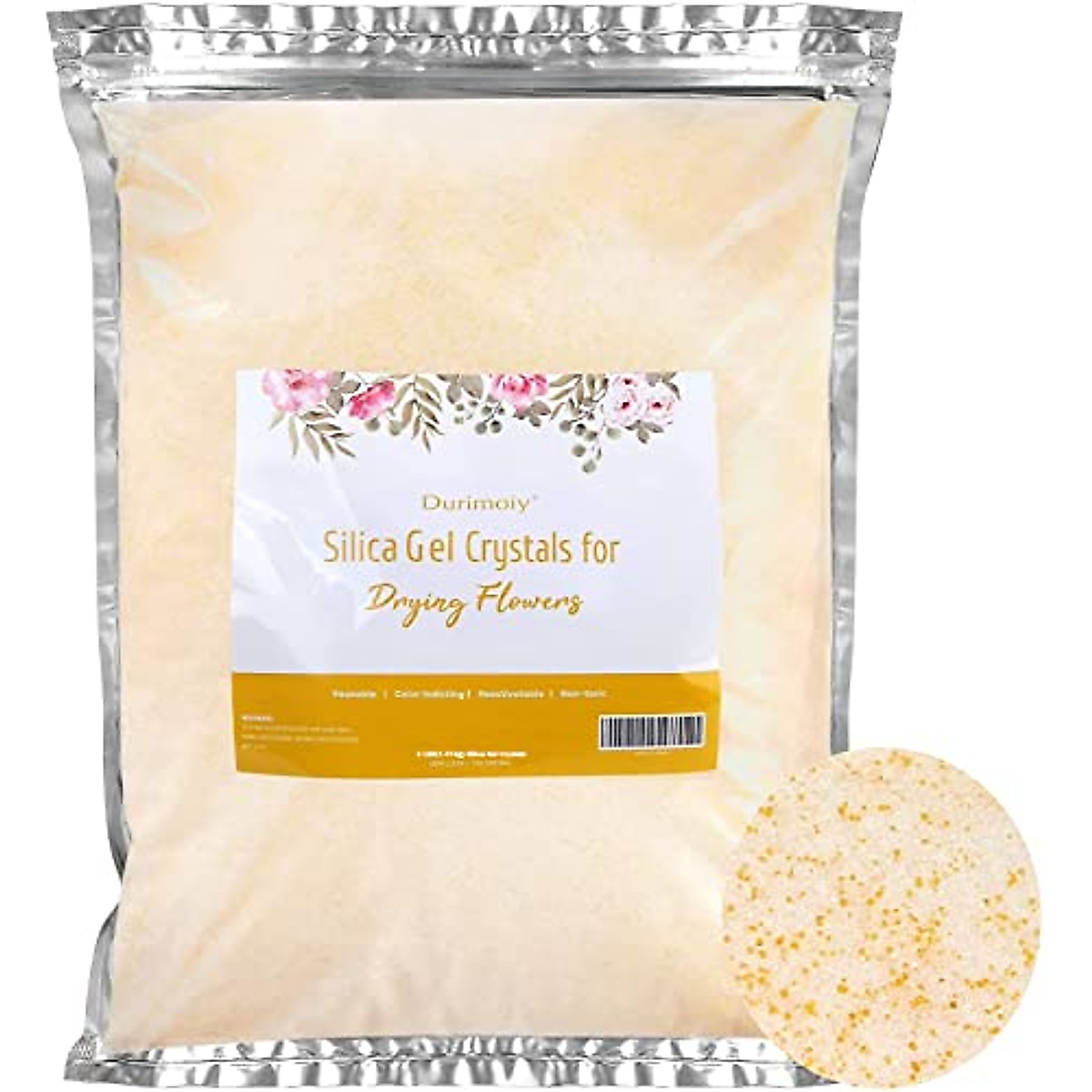 Durimoiy 4 LBS Silica Sand Flower Drying Reusable Silica Gel Flower Drying Crystals for Drying Flowers, Flower Preservation, Easy to Use with Color Indicating