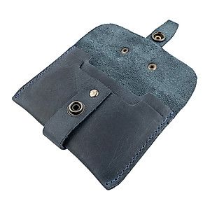 Hide & Drink, Card Holder Handmade from Full Grain Leather - Classy, Professional, Money Organizer, Compact Storage for Debit & Credit Cards - Slate Blue