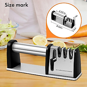 JCHOPE Knife Sharpeners, 4 in 1 Kitchen Blade and Scissors Sharpening Tool, Powerful Professional Chef's Kitchen Knife Accessories, Manual Knife Sharpener Kitchen
