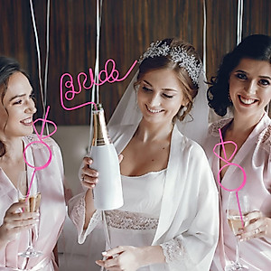 Syiomlis 8 Pcs Reusable Bride and Diamond Shape Straws ,Bachelorette Straws Bridal Shower Favors Supplies Party Decorations,Wedding gift Idea