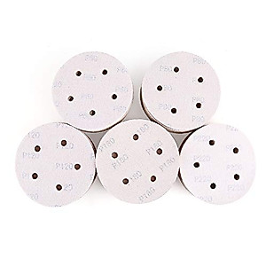 LotFancy 5 Inch 5 Hole Sanding Discs, 100PCS 60 80 120 180 220 Grit Sandpaper Assortment - Orbital Sander Pad, Hook and Loop Sand Paper