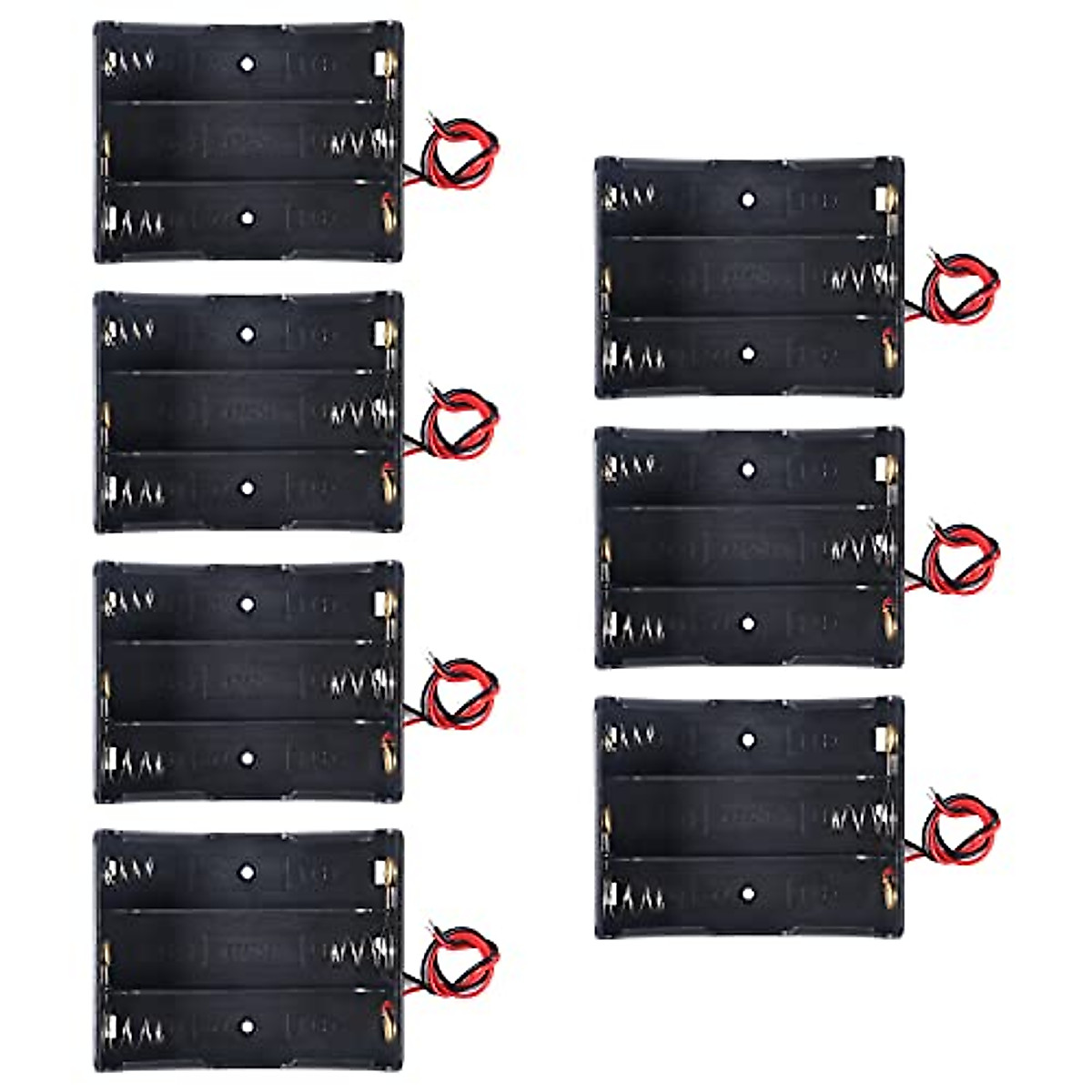 DORHEA 7PCS 18650 Battery Holder Bundle with Wire 18650 Battery Holder Case 3.7V, 3 Slot DIY Battery Storage Boxes, 3 Slot Black Plastic Batteries Case for 18650 Battery