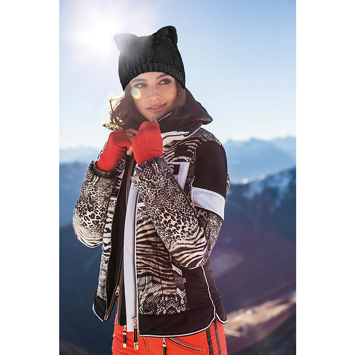 V28 Women Men Girls Boys Teens Cute Cat Ear Knit Cable Xmas Hat Cap Beanie Kittenear Black Medium