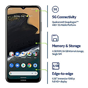 Nokia G400 5G | Verizon, AT&T, T-Mobile | Android 12 | Unlocked Smartphone | 3-Day Battery | US Version | 4/64GB | 6.58-Inch Screen | 48MP Triple Camera | Meteor Grey