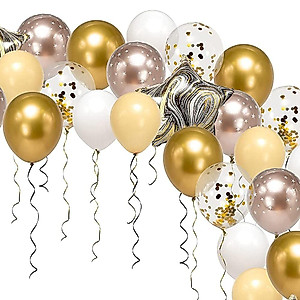 Decor365 Champagne Gold BalloonsGarland Gold Party Decoration Confetti Metallic Balloons for Birthday Bridal Shower Bachelorette Baby Shower Anniversary New Year Eve NYE Party Supplies