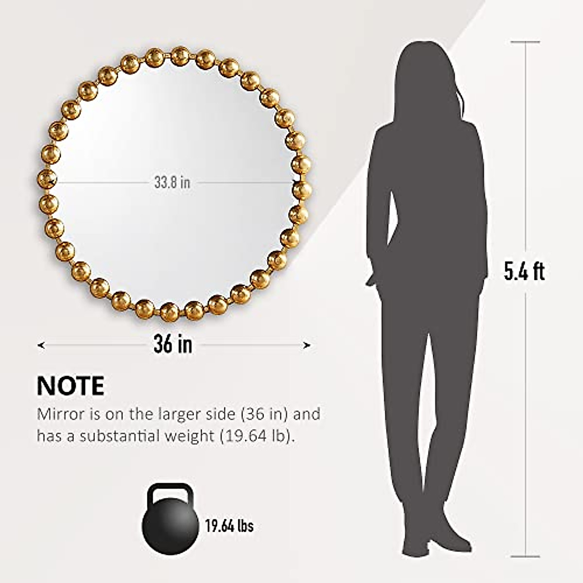 MADISON PARK SIGNATURE Wall Décor Marlowe Metal Spherical Frame Round Mirror for Living Room - Home Accent, Ready to Hang Bedroom Decoration, 36" Diameter, Gold