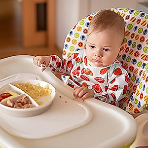 3 Pcs Waterproof Baby Bibs | Long Sleeves Weaning Smock Bib with Food Catcher Pocket for Toddler Eating | Baby Led Weaning | Full Cover Wearable Sleeved Bibs Shirt Bib Set | 6-24 Months