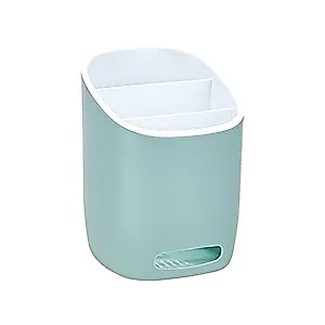 Plastic Kitchen Utensil Holder Cultery Drainer, Cutlery Dryer Spoon Fork Chopstick Storage Holder Box, Drain Rack Spoon Fork(Blue)